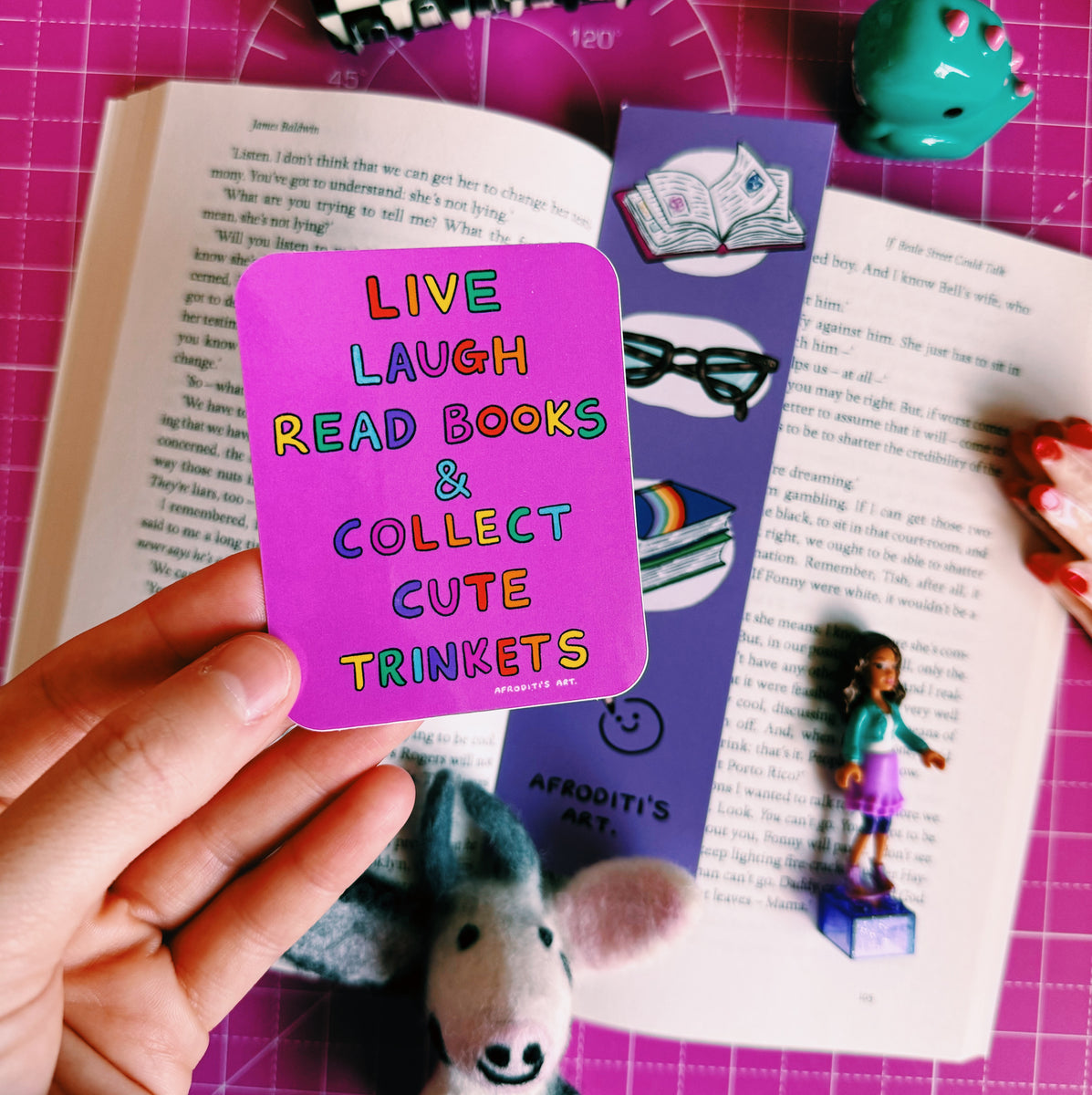 Afroditi's Art “Read Books & Collect Trinkets” sticker