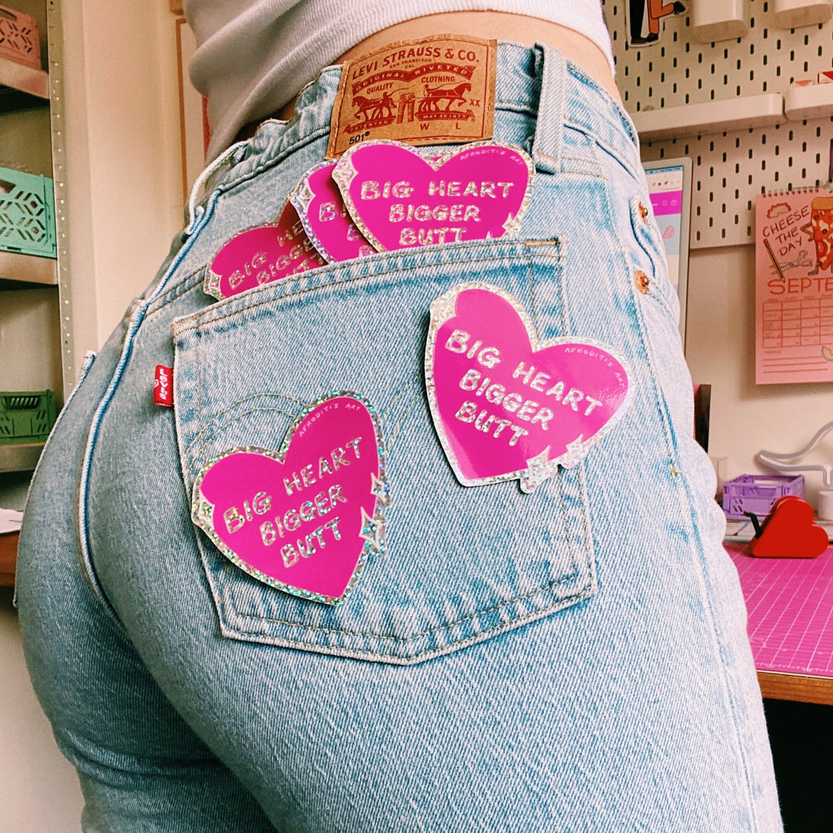 Afroditi's Art “Big Heart Bigger Butt” glitter diecut sticker