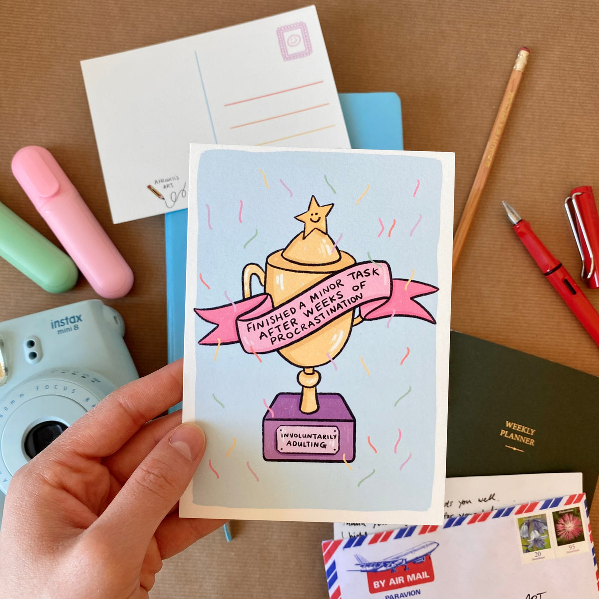 “Procrastination Award” postcard – Afroditi's Art