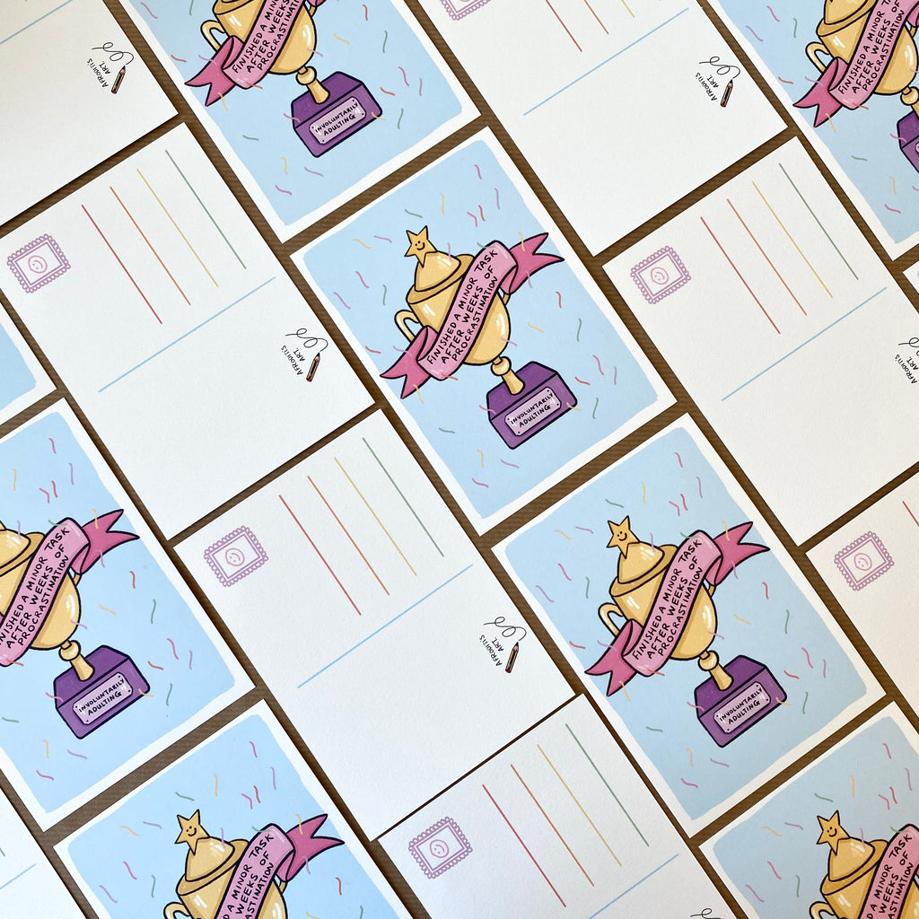 “Procrastination Award” postcard – Afroditi's Art